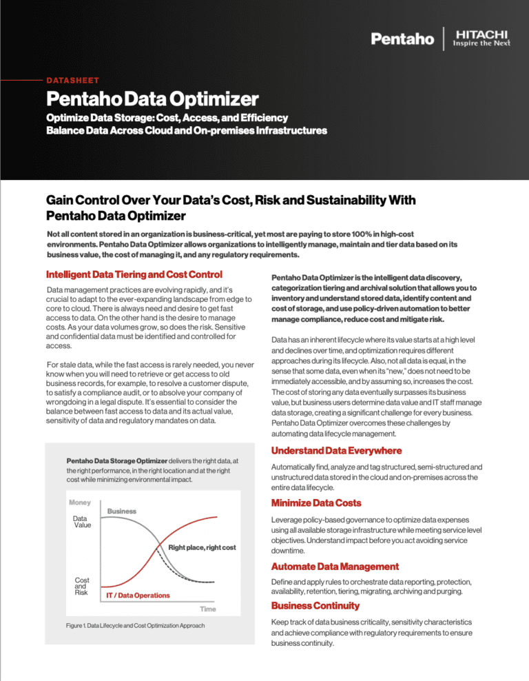 Pentaho Data Optimizer Datasheet | Pentaho